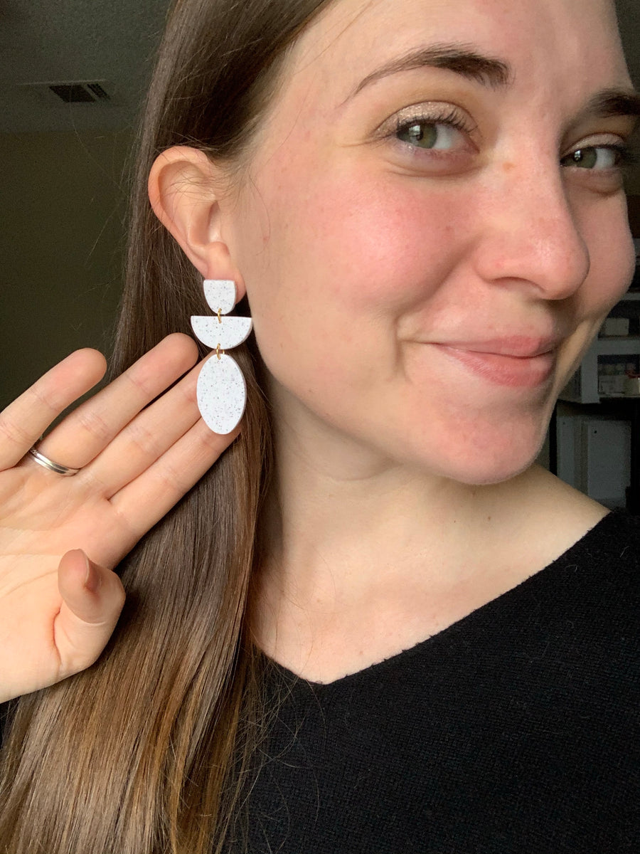 Abby Earring in White Granite – Clay by Denae